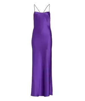 SIMONMILLER Women's Hustle Kizo Low-Back Satin Maxi Dress - Disco Purple - Size Medium - Disco Purple  - Disco Purple