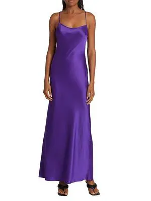 SIMONMILLER Hustle Kizo Low-back Satin Maxi Dress Size