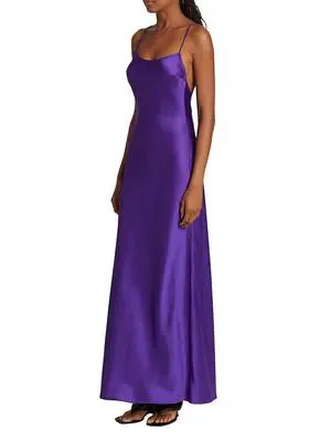 SIMONMILLER Hustle Kizo Low-back Satin Maxi Dress Size