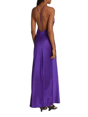SIMONMILLER Hustle Kizo Low-back Satin Maxi Dress Size