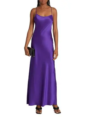 SIMONMILLER Hustle Kizo Low-back Satin Maxi Dress Size