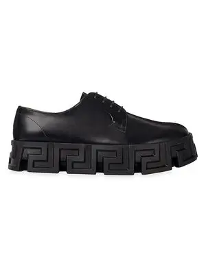 Versace Men's Greca Labyrinth Lace-Up Shoes - Black  - Black