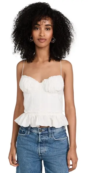 EN SAISON Raina Bustier Top With Ruffle Trim