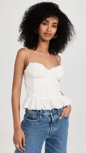 EN SAISON Raina Bustier Top With Ruffle Trim
