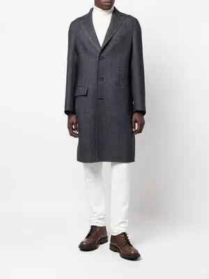 Brioni Single-breasted Wool Coat - Blue