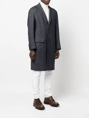 Brioni Single-breasted Wool Coat - Blue