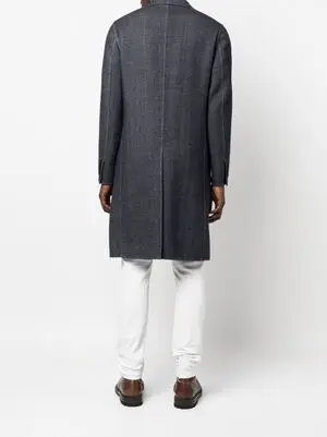 Brioni Single-breasted Wool Coat - Blue