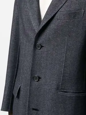 Brioni Single-breasted Wool Coat - Blue