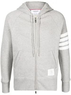 Thom Browne 4-bar Zip-up Hoodie - Grey