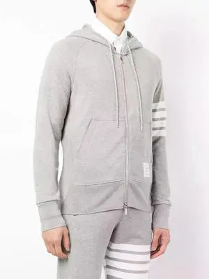 Thom Browne 4-bar Zip-up Hoodie - Grey