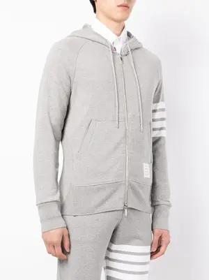 Thom Browne 4-bar Zip-up Hoodie - Grey