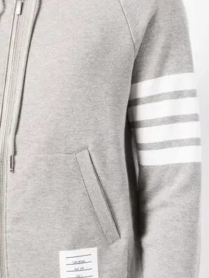Thom Browne 4-bar Zip-up Hoodie - Grey