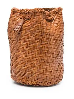 Dragon Diffusion Woven Bucket Bag - Brown