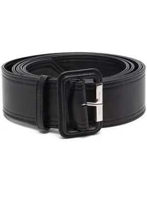 Alexander McQueen Pointed Leather Buckle Belt - Black