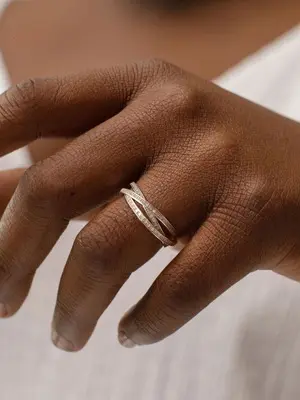 Monica Vinader Sterling Diamond Wedding Ring