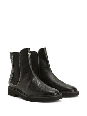 GIUSEPPE ZANOTTI Jaky Crocodile-effect Leather Chelsea Boots - Black