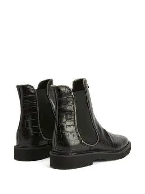GIUSEPPE ZANOTTI Jaky Crocodile-effect Leather Chelsea Boots - Black