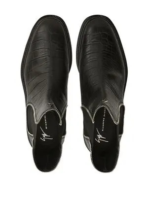GIUSEPPE ZANOTTI Jaky Crocodile-effect Leather Chelsea Boots - Black