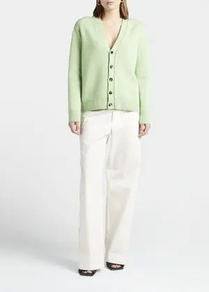 Bottega Veneta Wool V-Neck Cardigan - Mint