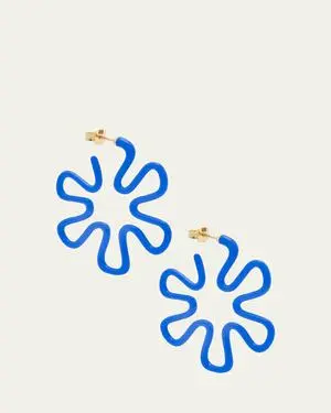 Bea Bongiasca Enamel Flower Hoop Earrings - Cobalt