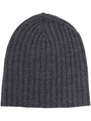 JIL SANDER Ribbed Knit Wool Beanie - Grey