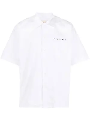 Marni Logo-print Poplin Bowling Shirt - White