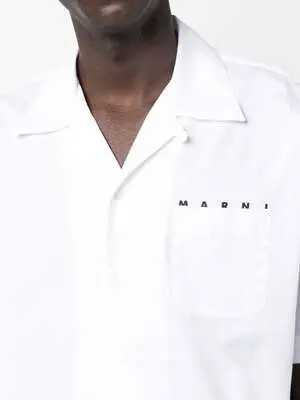 Marni Logo-print Poplin Bowling Shirt - White
