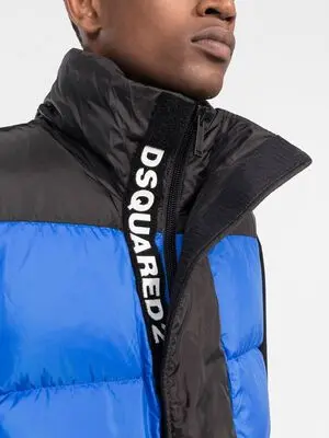 Dsquared2 Logo-print Duck-feather Gilet - Blue