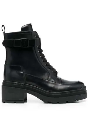 FERRAGAMO Leather Combat Boots