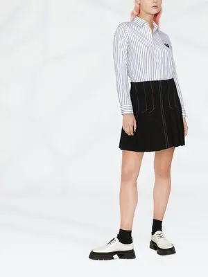 Play Comme Des Garcon Striped Shirt With Heart Logo - Blue