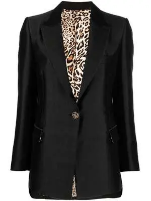 Philipp Plein Single-breasted Blazer With Leopard Print Lining