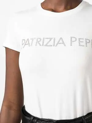 Patrizia Pepe Rhinestone Logo T-shirt - White