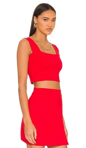 Susana Monaco Wide Strap Crop Top - Perfect Red