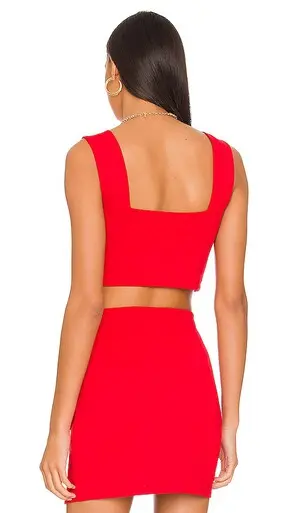 Susana Monaco Wide Strap Crop Top - Perfect Red