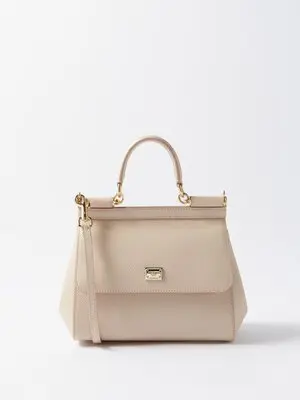 Dolce & Gabbana Dolce & Gabbana - Sicily Small Grained-leather Handbag - Womens - Light Pink - Light Pink