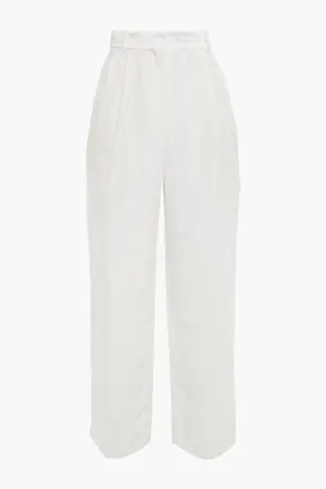 Sandro Pleated Slubwoven Wideleg Pants - Ivory