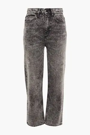 Sandro Embroidered High-rise Boyfriend Jeans - Anthracite