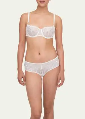 Chantelle Fleur Floral-embroidered Scalloped Demi Bra Black Dnu