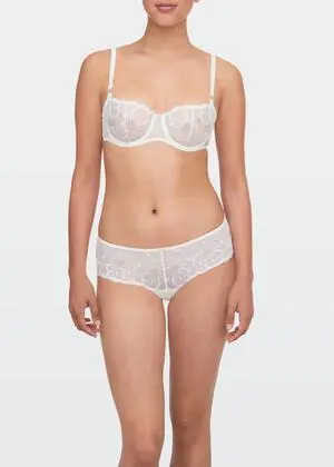 Chantelle Fleur Floral-embroidered Scalloped Demi Bra Ivorygold-bj