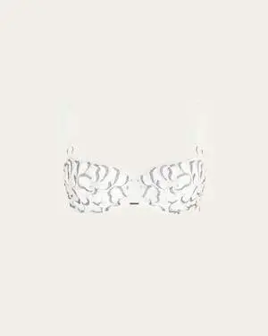 Chantelle Fleur Floral-embroidered Scalloped Demi Bra Milk/black