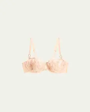 Chantelle Fleur Floral-embroidered Scalloped Demi Bra Sugar