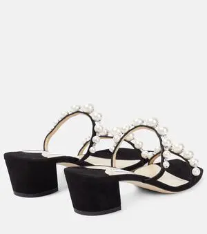 JIMMY CHOO Amara 45 Embellished Suede Sandals