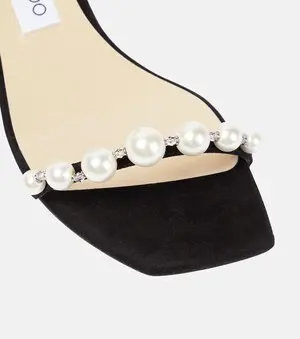 JIMMY CHOO Amara 45 Embellished Suede Sandals