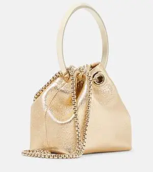 JIMMY CHOO Bon Bon Micro Leather Bucket Bag