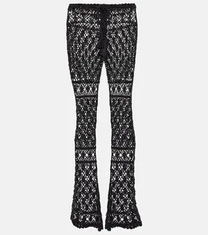 Anna Kosturova Bianca Crocheted Cotton Pants - Black