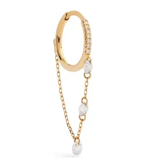 PERSEE Piercing Drop Chain Huggie Earring - Gold