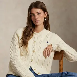 Ralph Lauren Cable-knit Wool-cashmere Cardigan - Authentic Cream
