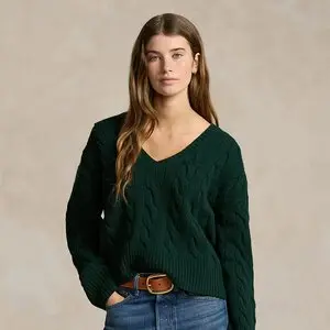 Ralph Lauren Cable-knit Wool-cashmere Sweater - Moss Agate