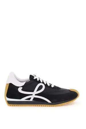 Loewe LOEWE FLOW RUNNER SNEAKERS IN LEATHER AND NYLON Black, White