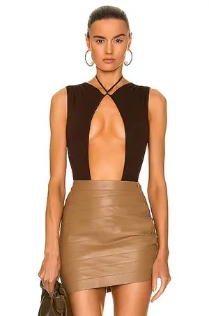 LAQUAN SMITH Sleeveless Keyhole Cut Out Bodysuit